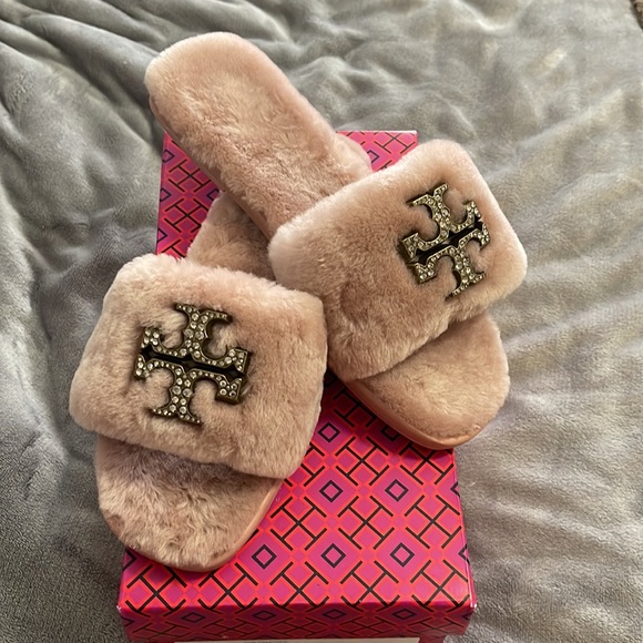 Tory Burch | Shoes | Tory Burch Everly Jeweled Shearling Slides | Poshmark